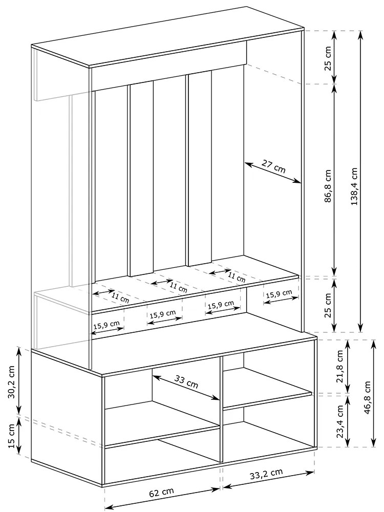 Předsíňová stěna SPOT | 100 cm | se zrcadlem | grafit