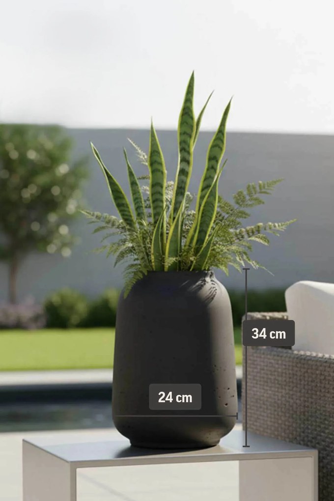 Stolní váza MONTI, sklolaminát, výška 34 cm, antracit