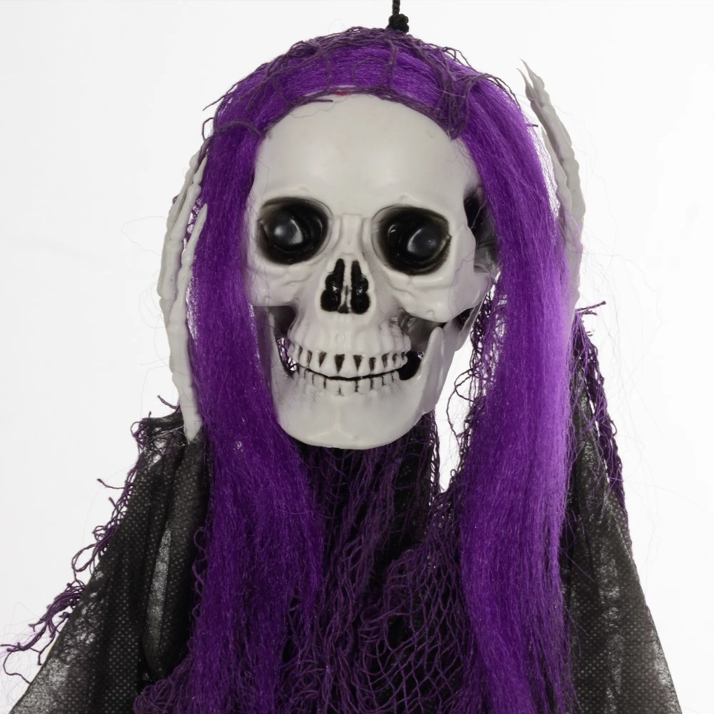 HOMCOM Visící kostlivci-duchové, sada 3 ks, Halloween dekorace, nastavitelná paže, 90/110/200 cm