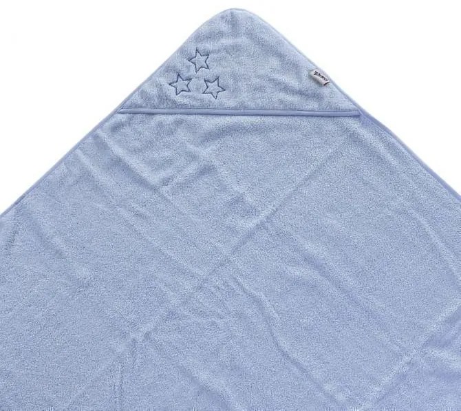 Kikko BIO bavlněná froté osuška s kapucí XKKO Organic 90x90 Baby Blue Stars