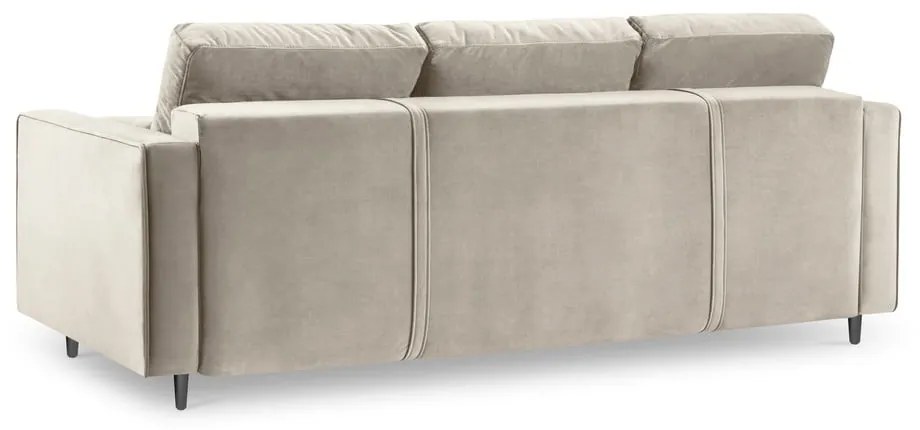 Béžová sametová rozkládací/s úložným prostorem pohovka 225 cm Santo - II. jakost – Milo Casa