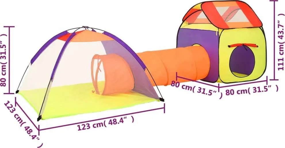 vidaXL Dětský stan na hraní s 250 míčky 338 x 123 x 111 cm [3107731] Barva: Vícebarevný