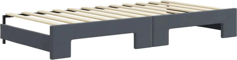 Válenda s přistýlkou a zásuvkami tmavě šedá 90 x 200 cm samet 3197002