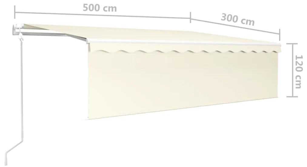 Automatická markýza roleta LED a senzor větru 5 x 3 m krémová,  3069352