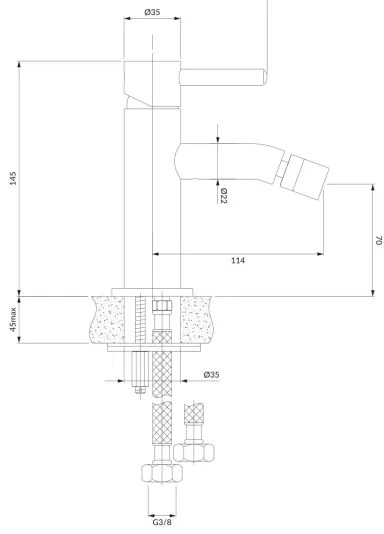 OMNIRES Y1220GLB - Bidetová baterie Y 14,5 cm broušená zlatá