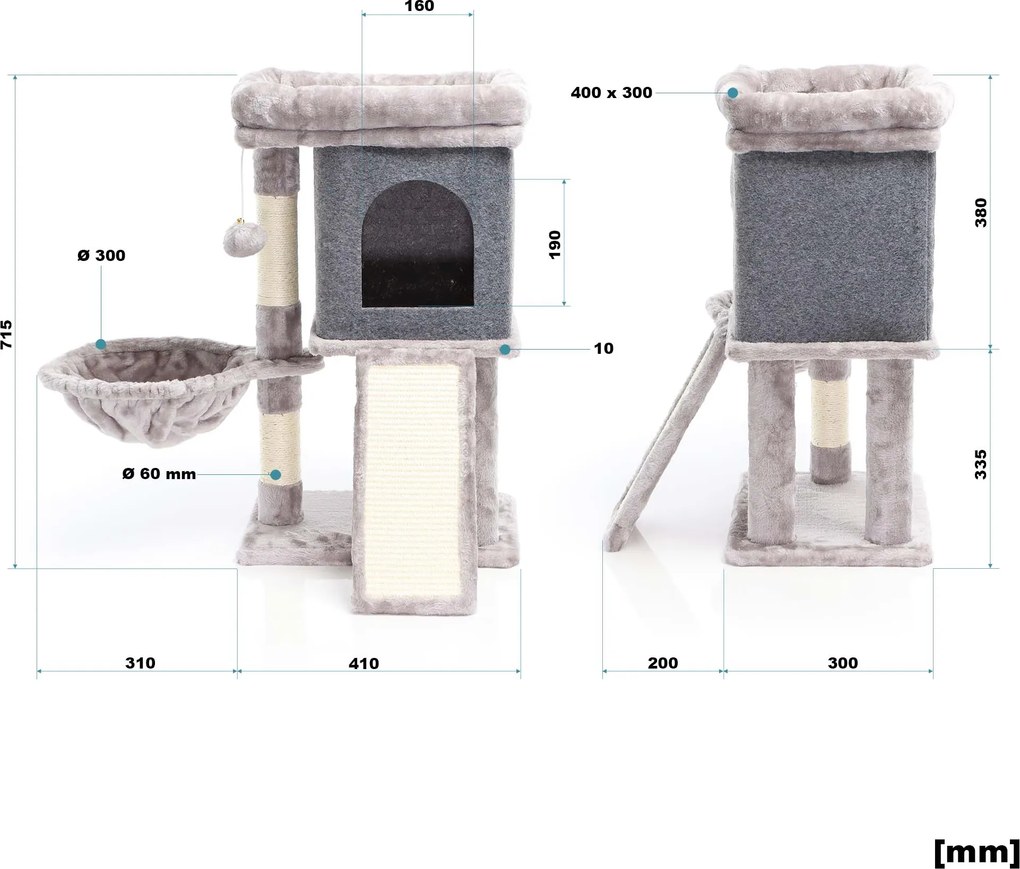 Škrabadlo pro kočky fudajo – 71,5 cm, šedá (64235)