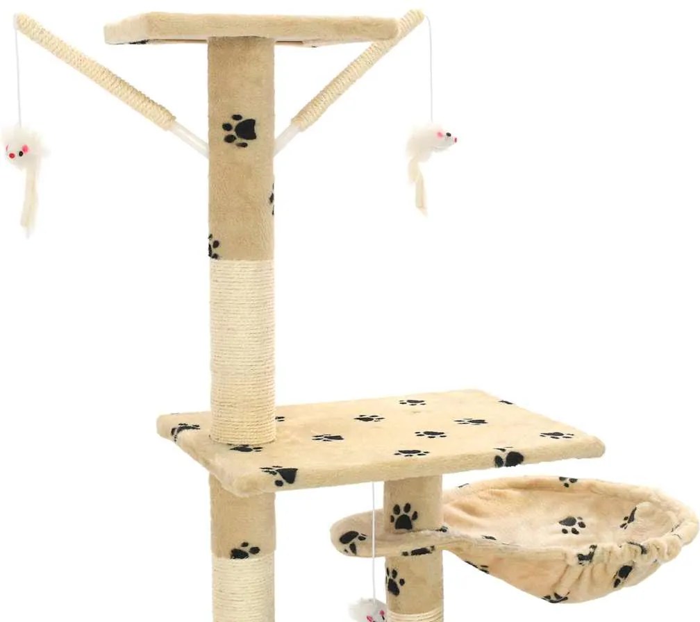 Škrabadlo pro kočky sisalové sloupky 230-250 cm béžové, tlapky 170620