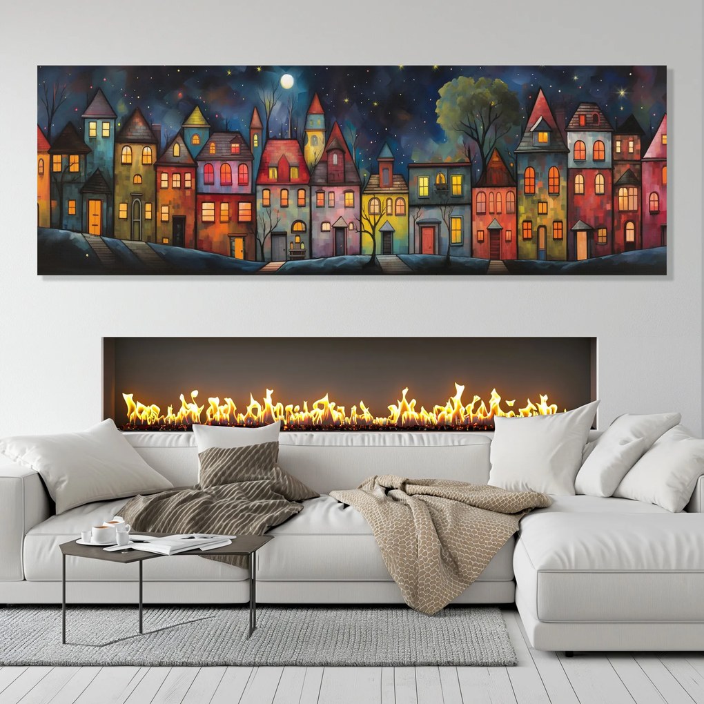 Obraz na plátně - Úplňková noc v Camdenu FeelHappy.cz Velikost obrazu: 120 x 40 cm