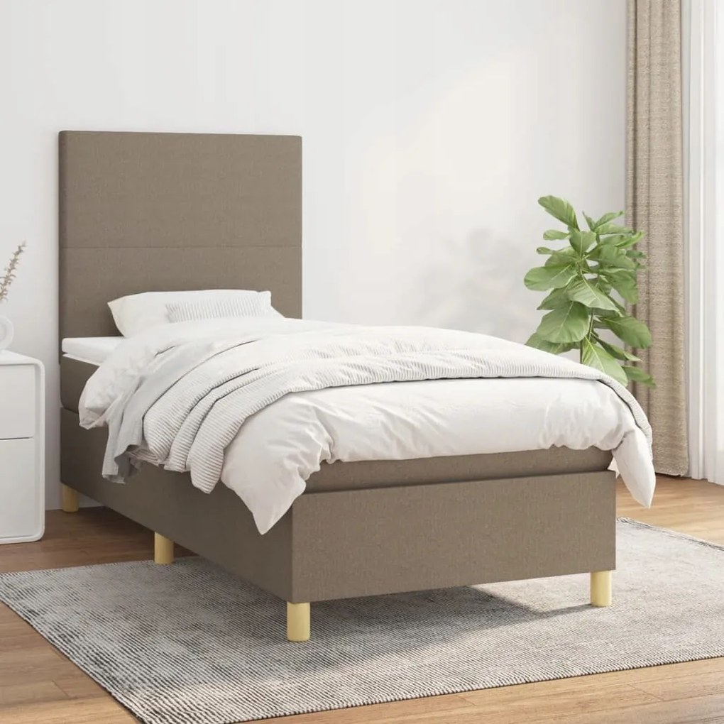 Box Spring Postel S Matrací Textil Taupe Hladký design 80 x 200 cm