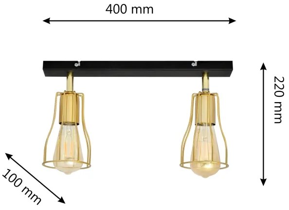 Bodové svítidlo TUBE 2xE27/15W/230V zlatá/černá