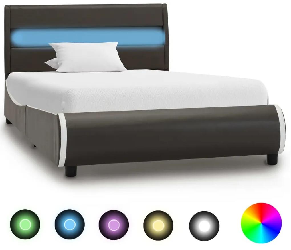 285026 vidaXL Rám postele s LED světlem antracitový umělá kůže 90 x 200 cm