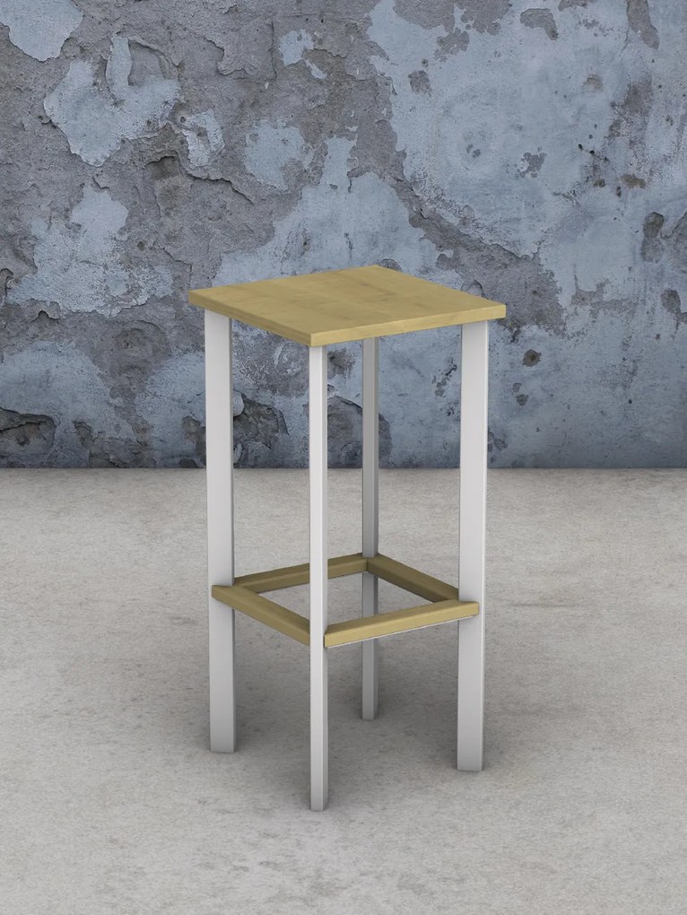 Barová židle bílá A11, dub Hamilton ZVOLTE VÝŠKU ŽIDLE:: 75 cm