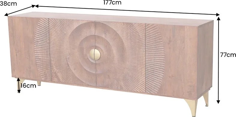 Designová komoda Venetia 177 cm hnědé mango