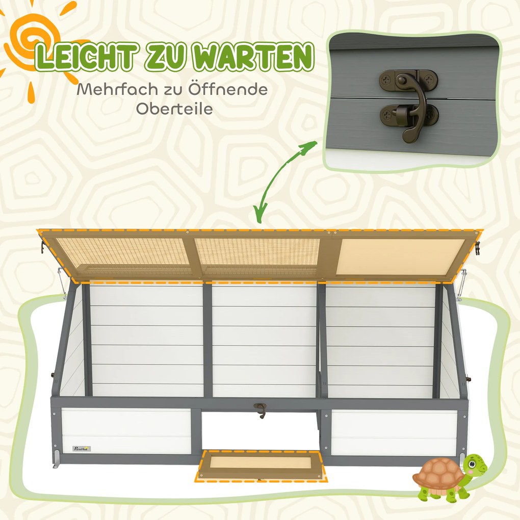 PawHut Krabička na želvy, venkovní výběh pro želvy, bezpodlahový design, snadno otevřitelné, dům pro želvy, bílá