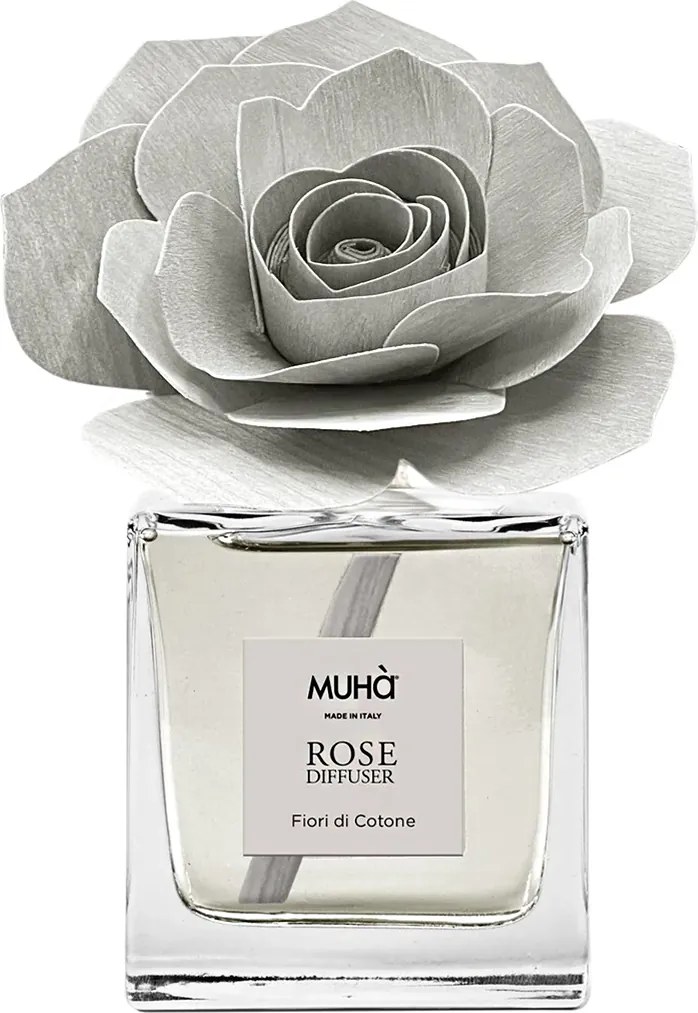 Muhà Rose difuzér s dřevěnou růží Fiori di Cotone Objem: 200 ml