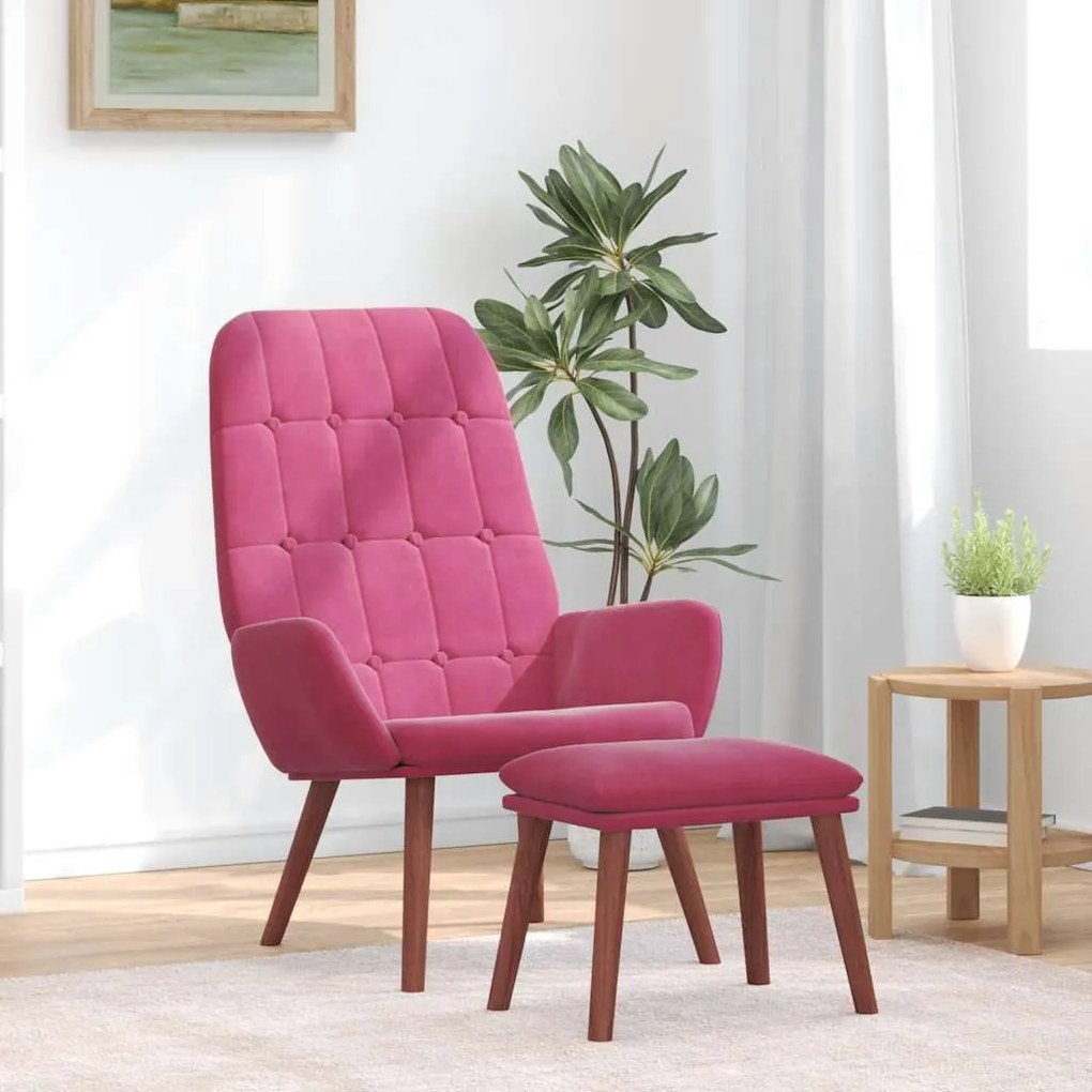 Relaxační křeslo s podnožkou vínové samet 3315143