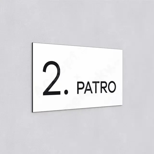 ACCEPT Označení podlaží "2. PATRO" - stříbrná tabulka - černý popis