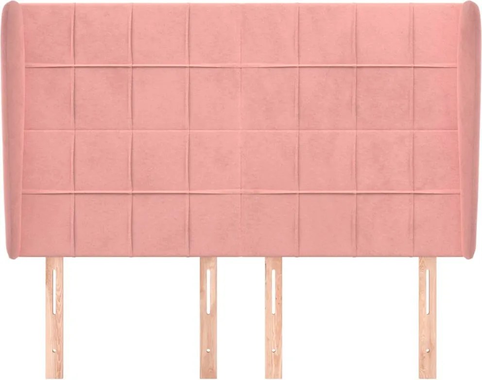 Čelo postele typu ušák růžové 147x23x118/128 cm samet 3118009