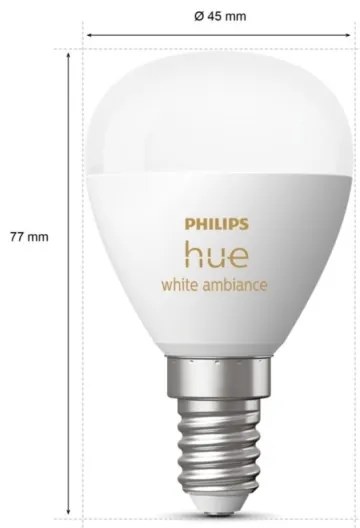 LED Stmívatelná žárovka Philips Hue WHITE AMBIANCE P45 E14/5,1W/230V 2200-6500K