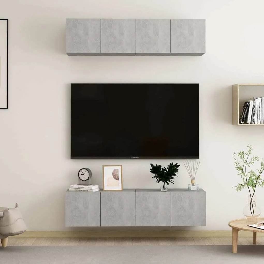 vidaXL TV skříňky 4 ks 60 x 30 x 30 cm dřevotříska [3078744] Barva: Betonová šedá