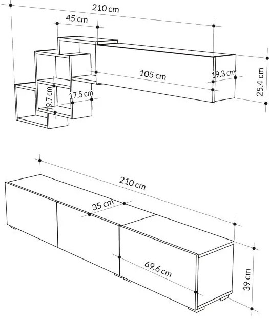 Moderní TV stěna Houseland Free du safírový/bílá