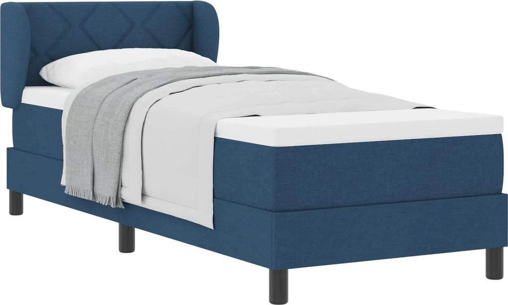 Postel s boxspringem s čelo Modrá 80 x 200 cm textil 3340058