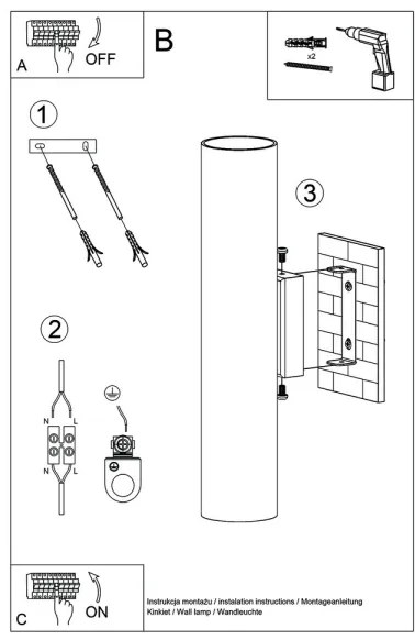 Sollux SL.0330 - Nástěnné svítidlo LAGOS 2 2xGU10/10W/230V černá
