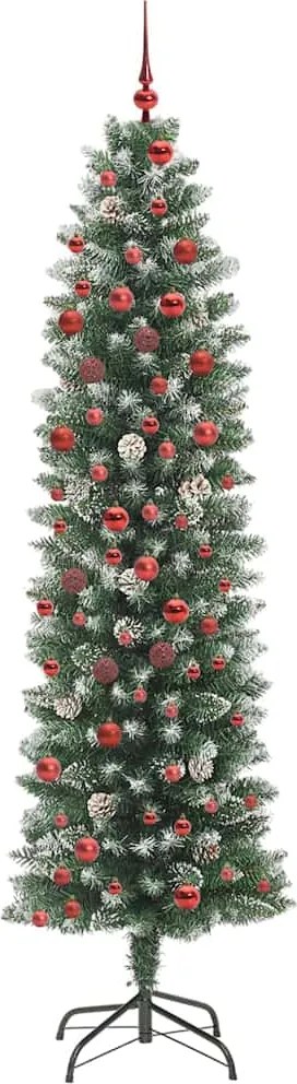 Umělý štíhlý vánoční strom Zelená a bílá 210 cm 3395305