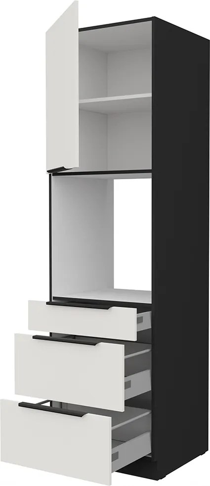 ARIA wb | vysoká skříňka 60 DPS-210 3S1F na vestavnou troubu | PREMIUM BOX | 60 cm | ANTI FINGERPRINT povrch | černá/bílá