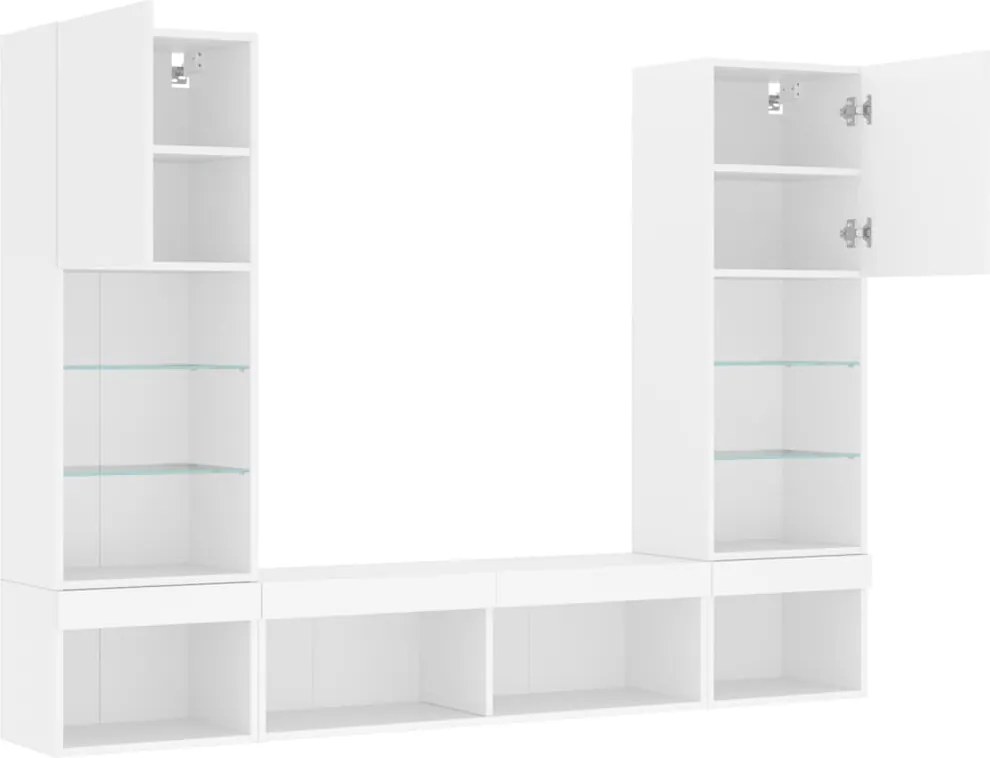 5dílná obývací stěna s LED osvětlením bílá kompozitní dřevo 3216690