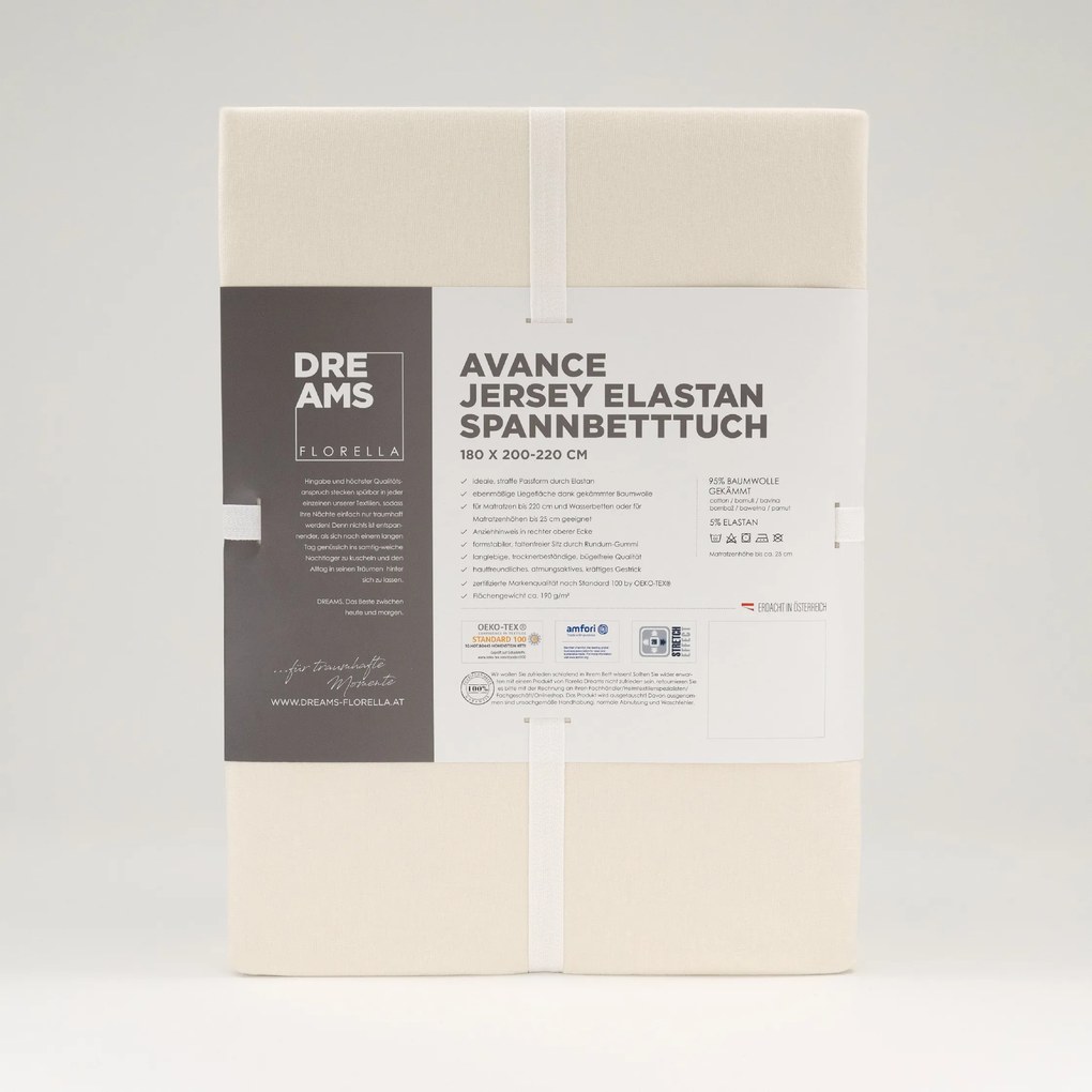 Florella Prostěradlo Avance Jersey Elastan Ivory, 90-100x200-220 cm
