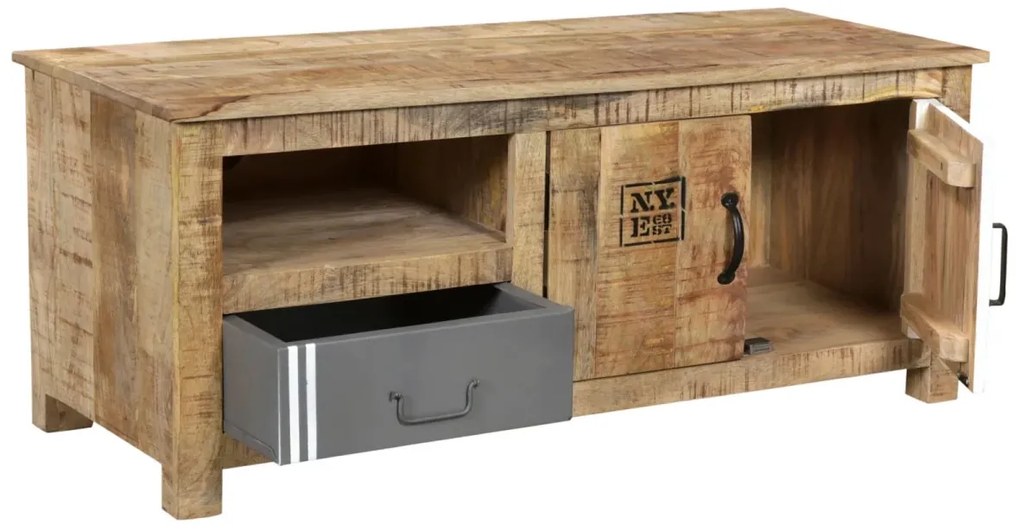 furniture-nabytek.cz - Masivní TV stolek Padma z mangového dřeva, lakovaný, přírodní – 115×43×45 cm
