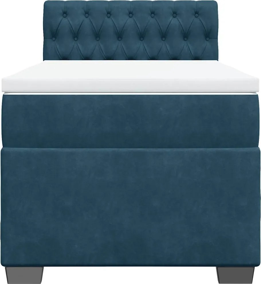 Box spring postel s matrací tmavě modrá 90x200 cm samet 3286220