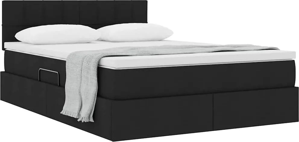 Postel s úložným prostorem a matrací Černá 140 x 190 cm Samet 3370508