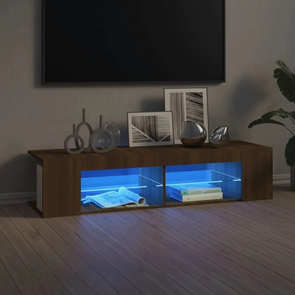 vidaXL TV skříňka s LED osvětlením 135x39x30 cm [804231] Barva: hnědý dub