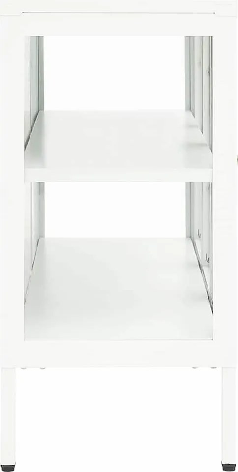 Příborník bílý 105 x 35 x 70 cm ocel a sklo 336068