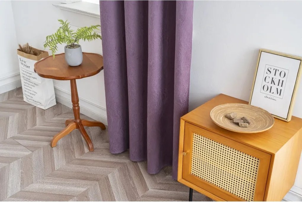 Zatemňovací závěs DUNES VELVET 140x250 cm, fialový Zavěšení: Řasící páska