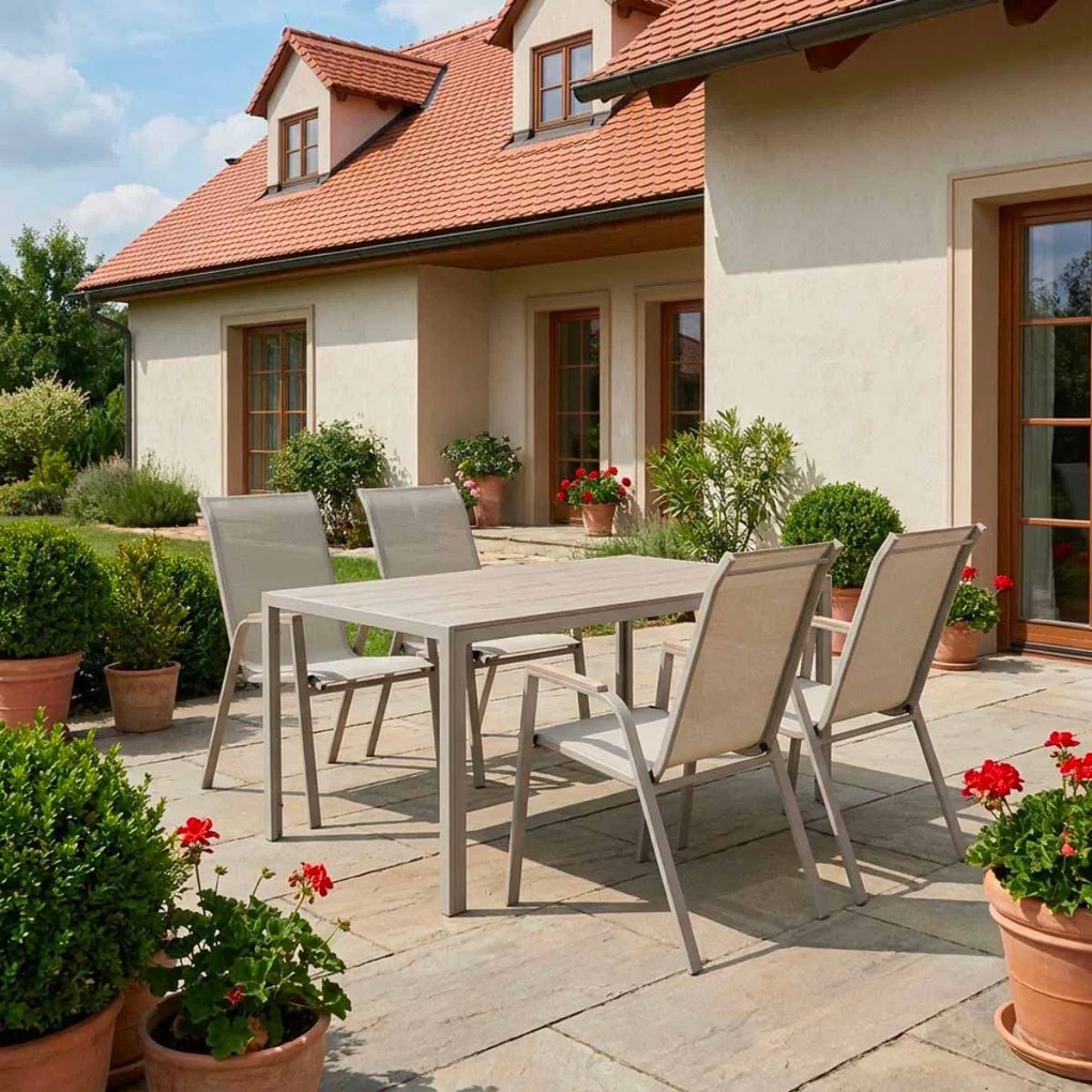 Vikio Zahradní jídelní set 150x90 pro 4 osoby bežová AZS156BE-4