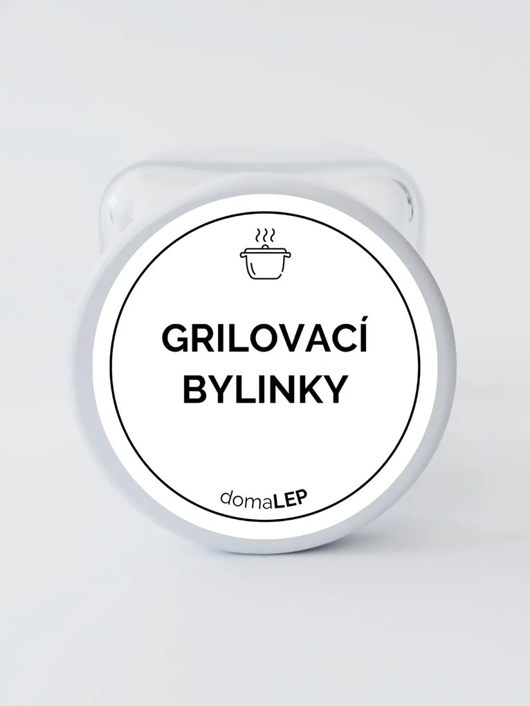 Samolepka na kořenky GRILOVACÍ KOŘENÍ bílá 5 cm tučné písmo
