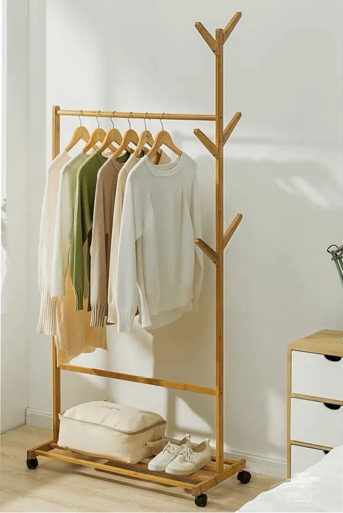 Pojízdný věšák, bambus, šířka 80cm, VIKIR TYP 2