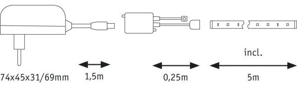 Paulmann 70480 - LED RGBW/16,5W Stmívatelný pásek DIGITAL 5 m 230V + DO