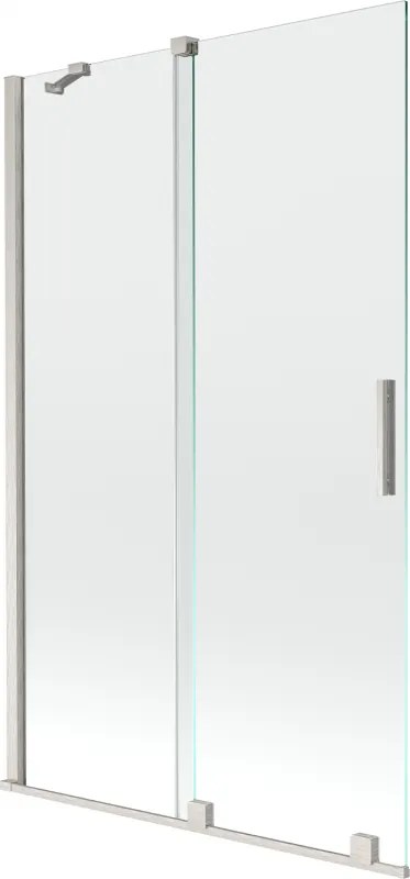 Mexen Velar, 2-křídlová posuvná vanová zástěna 110 x 150 cm, 8mm čiré sklo, broušená ocel, 896-110-000-01-97
