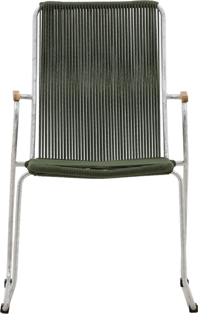 Zahradní jídelní židle Bois – zelená / stříbrná – 60 cm