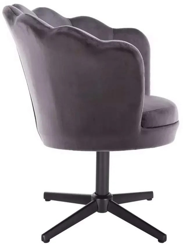 LuxuryForm DESIGN Otočné křeslo FREY VELUR na černém kříži - tmavě šedé