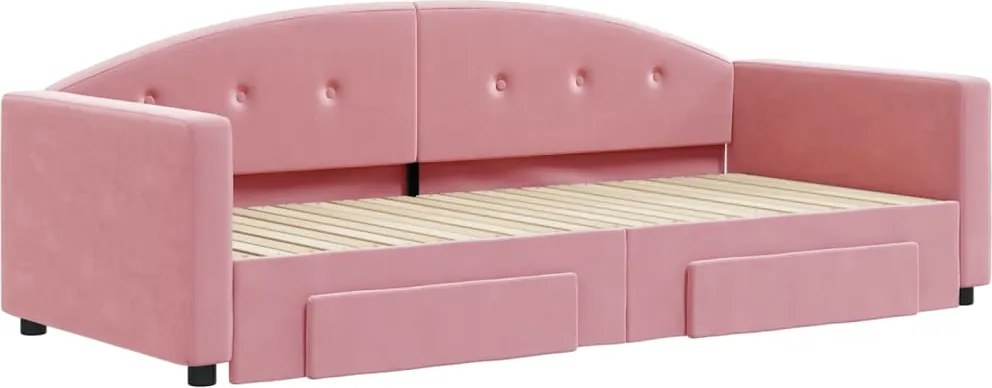 Válenda s přistýlkou a zásuvkami růžová 90 x 200 cm samet 3197352
