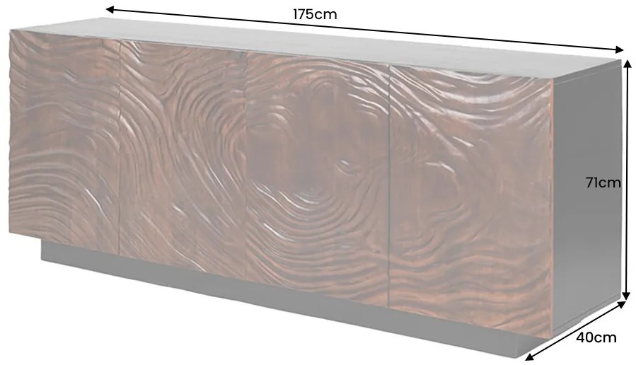 Designová komoda Zion 175 cm tmavě hnědá akácie