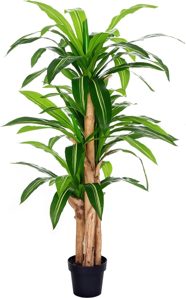 Umělá Dracaena Outsunny 160 cm s květináčem - Umělá rostlina s 66 mechem pokrytými listy pro zahradu, balkon, kancelář nebo obývací pokoj Ø20x160 cm Z