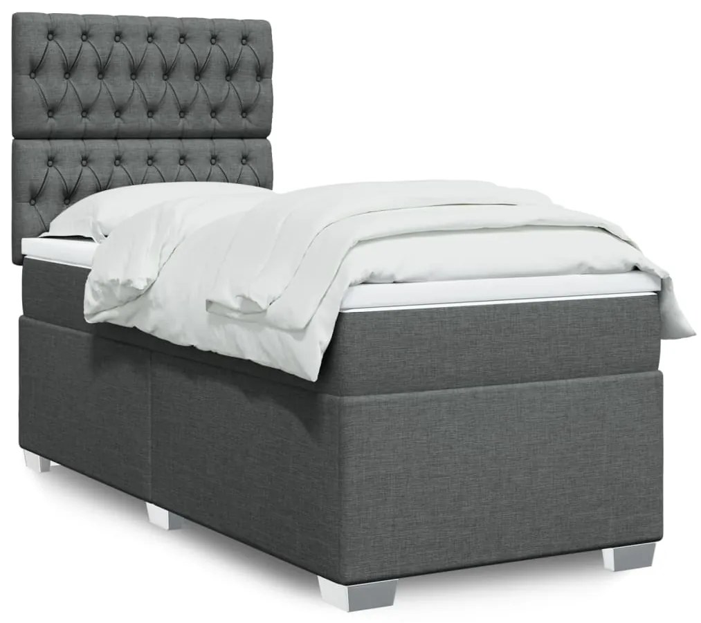 Box spring postel s matrací tmavě šedá 90x190 cm textil