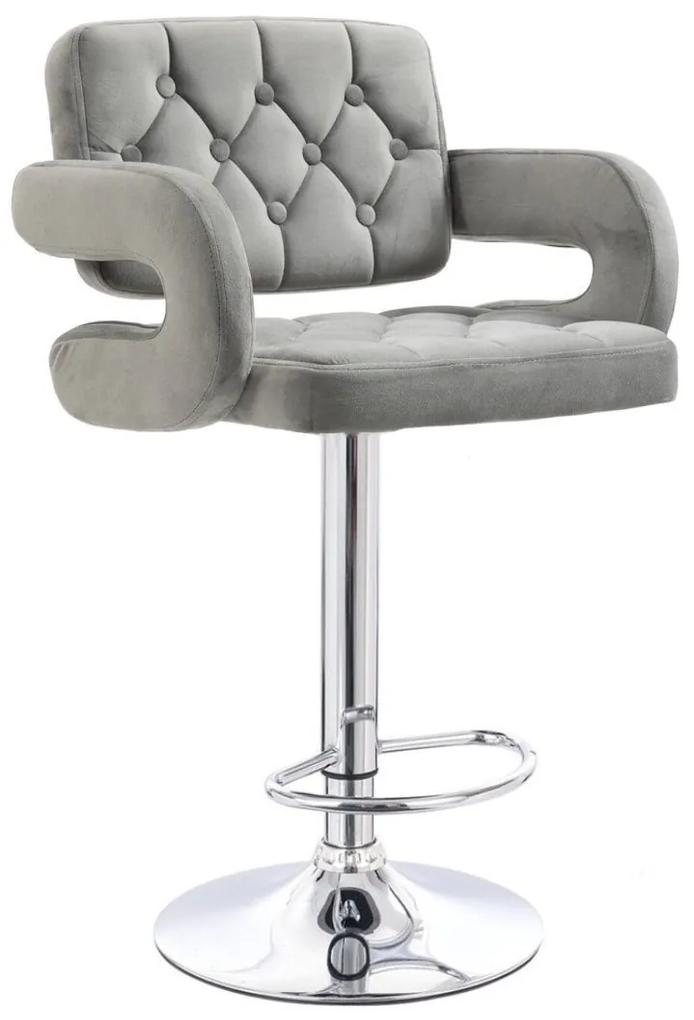 LuxuryForm Barová židle  ADRIA VELUR na stříbrném talíři - šedá