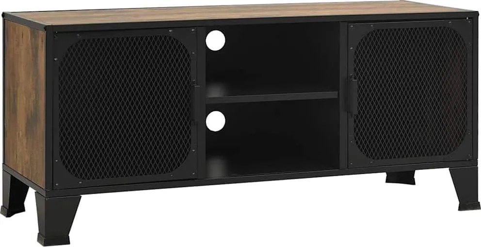 TV skříňka rustikální hnědá 105 x 36 x 47 cm kov a MDF 335909